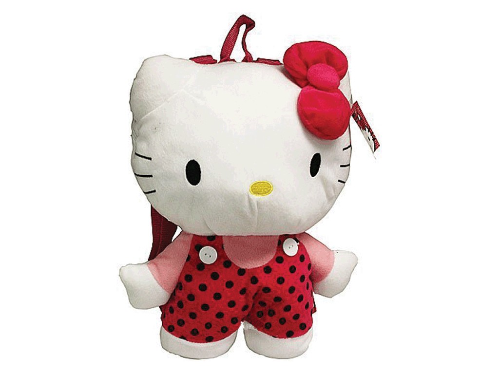 HELLO KITTY FULL BODY 14” PLUSH BACKPACK WITH PINK STRIPES - Courts Fiji